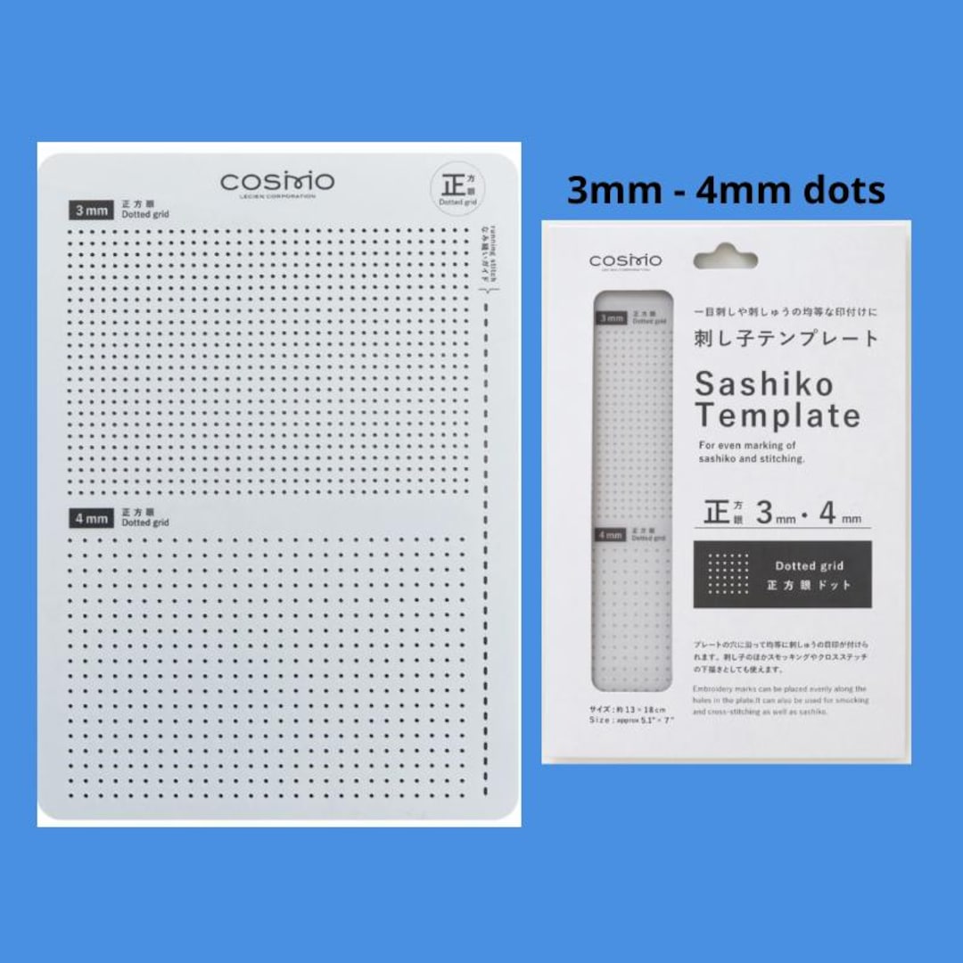 Sashiko Template Dotted Grid 3mm and 4mm (# 412401) by Cosmo Lecien ...