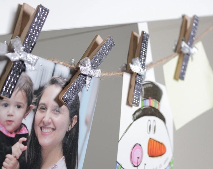 Set of 8 Black Clothespins, Black Wedding Decor, Black Picture Pins ...