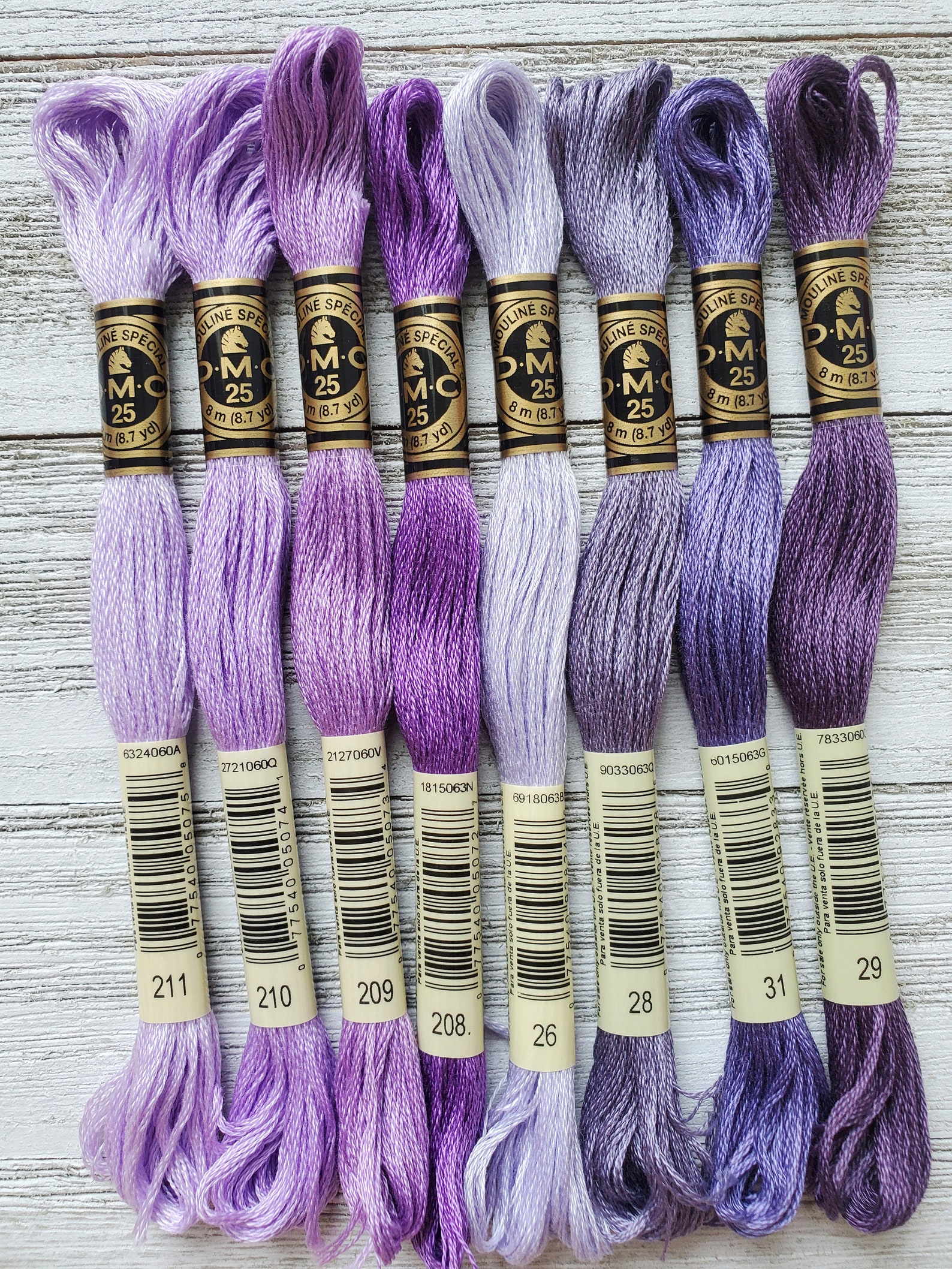 8x Purple DMC Flosses, Dmc Threads, DMC Kit, Dmc Set of Colors, Dmc ...