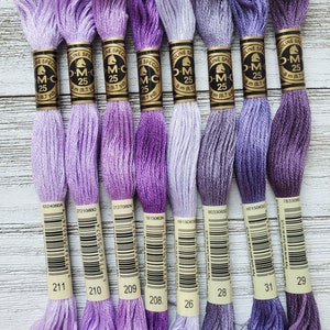 8x Purple DMC Flosses, Dmc Threads, DMC Kit, Dmc Set of Colors, Dmc ...