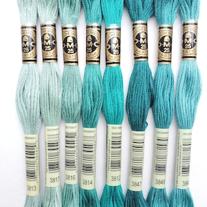8x Teal DMC Flosses, Dmc Threads, DMC Kit, Dmc Set of Colors, Dmc ...