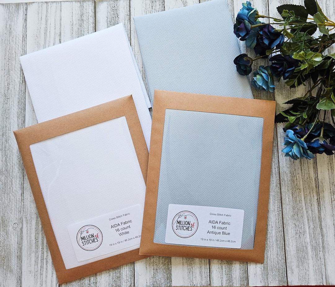 16 Count AIDA White or Antique Blue 19" X 19" (48.2cm X 48.2cm) or Yard ...
