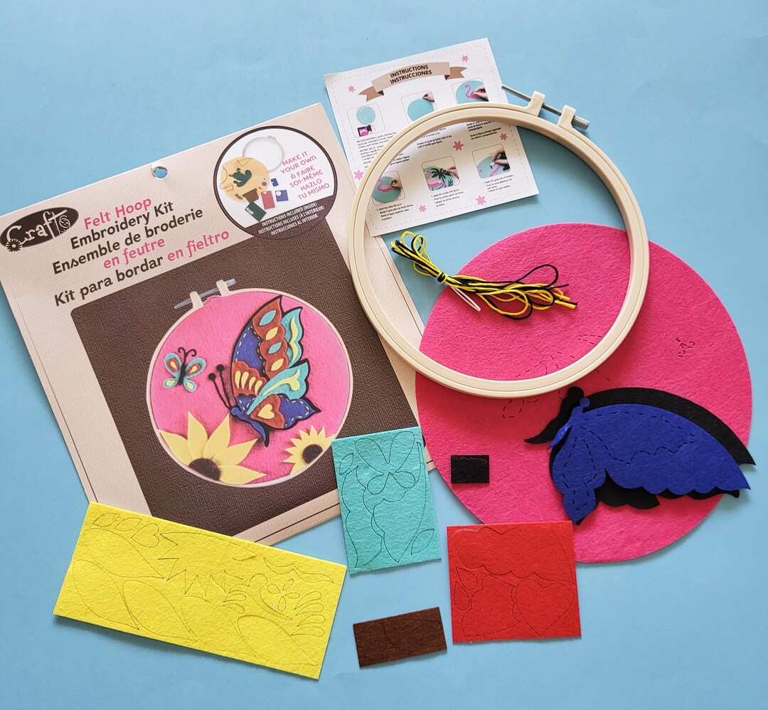 Kit Felt Hoop Butterfly 8 Inches/ Kids Project/ Sewing Project for Kids ...