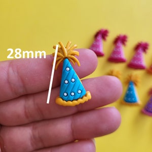 Pack 12x Birthday Hat Buttons 28mm Shank, Birthday Embellishments ...
