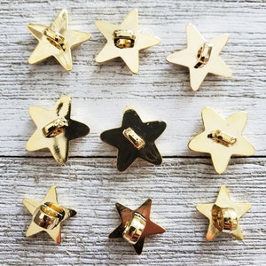 Pack 9x Gold Star Buttons, Star Embellishments, Mini Star Button, Small ...