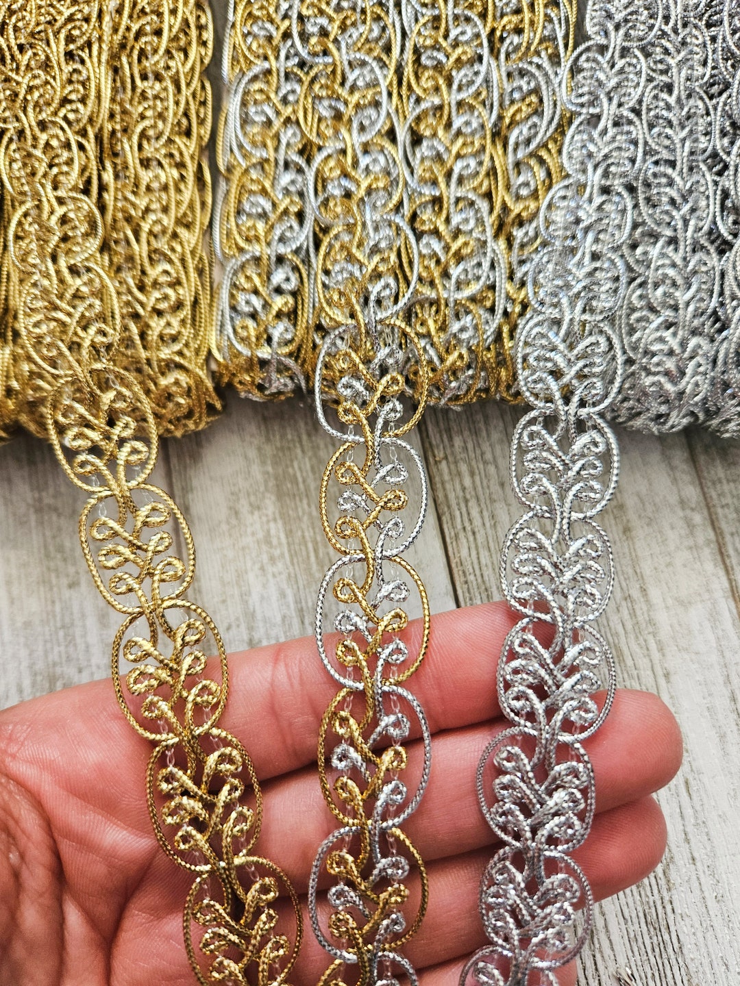 1 Yard Edging Trim Gold or Silver 17mm/ Trim for Quilting/ Trim for ...