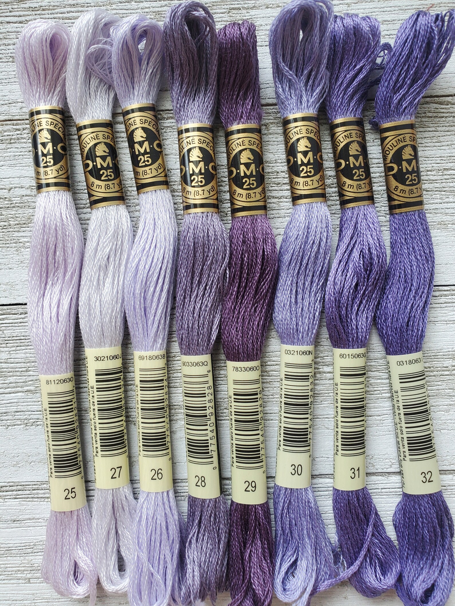 8x Purple DMC Flosses, Dmc Threads, DMC Kit, Dmc Set of Colors, Dmc ...