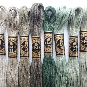 8x Green/gray DMC Flosses, Dmc Threads, DMC Kit, Dmc Set of Colors, Dmc ...