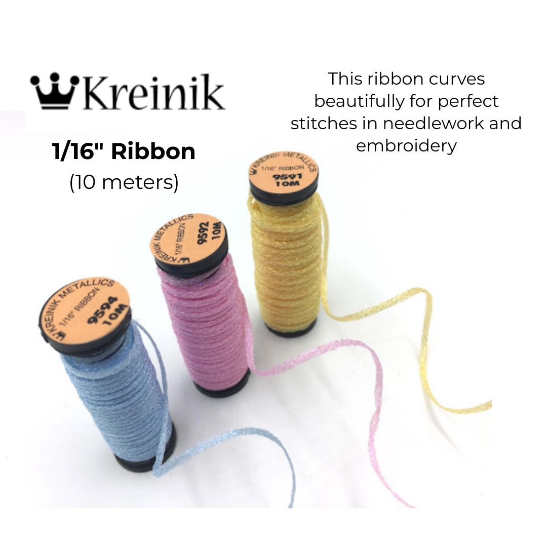 Kreinik 1/16 Ribbon (10m) - Soft, Thin, Flat Ribbon for Any Stitch in ...