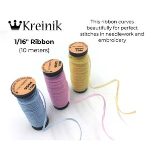Kreinik 1/16 Ribbon (10m) - Soft, Thin, Flat Ribbon for Any Stitch in ...