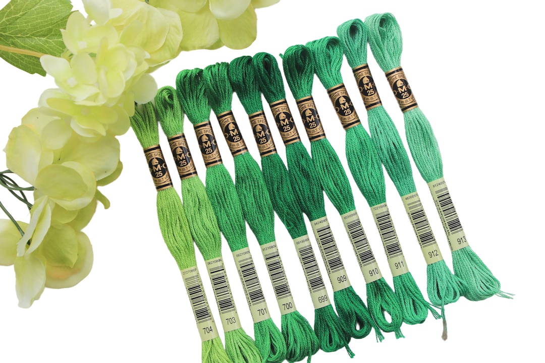 10x Green DMC Flosses, Dmc Threads, DMC Kit, Dmc Set of Colors, Dmc ...