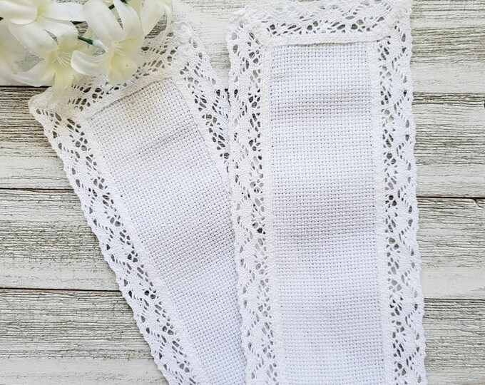 2x Lace Trim Bookmarks to Cross Stitch - 2"x7" (5.08cm X 17.78cm) 14 ...