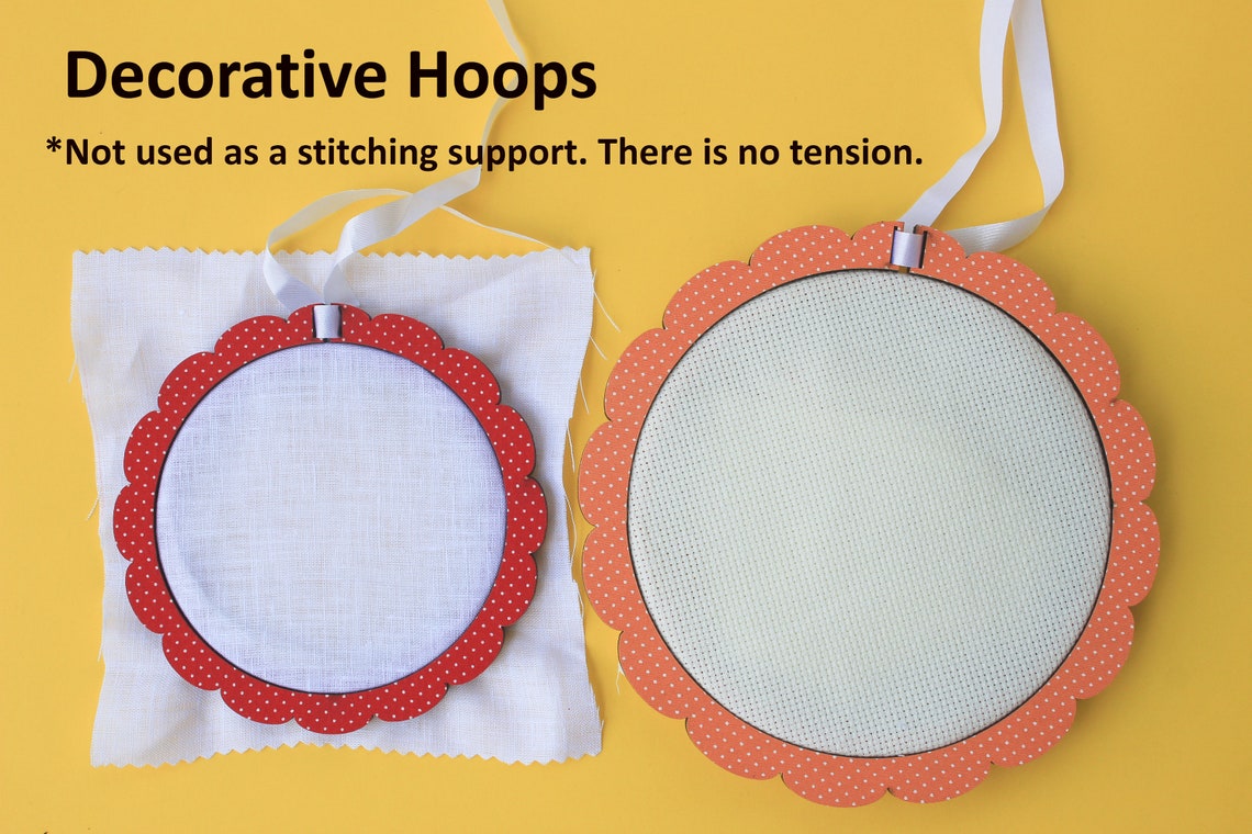 Decorative Hoops Covered With Fabric Embroidery Hoops Cross - Etsy