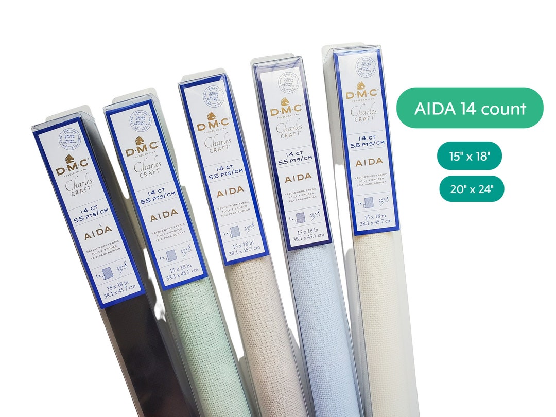 14ct AIDA DMC Charles Craft 15" X 18" or 20" X 24"/ Cross Stitch Fabric ...
