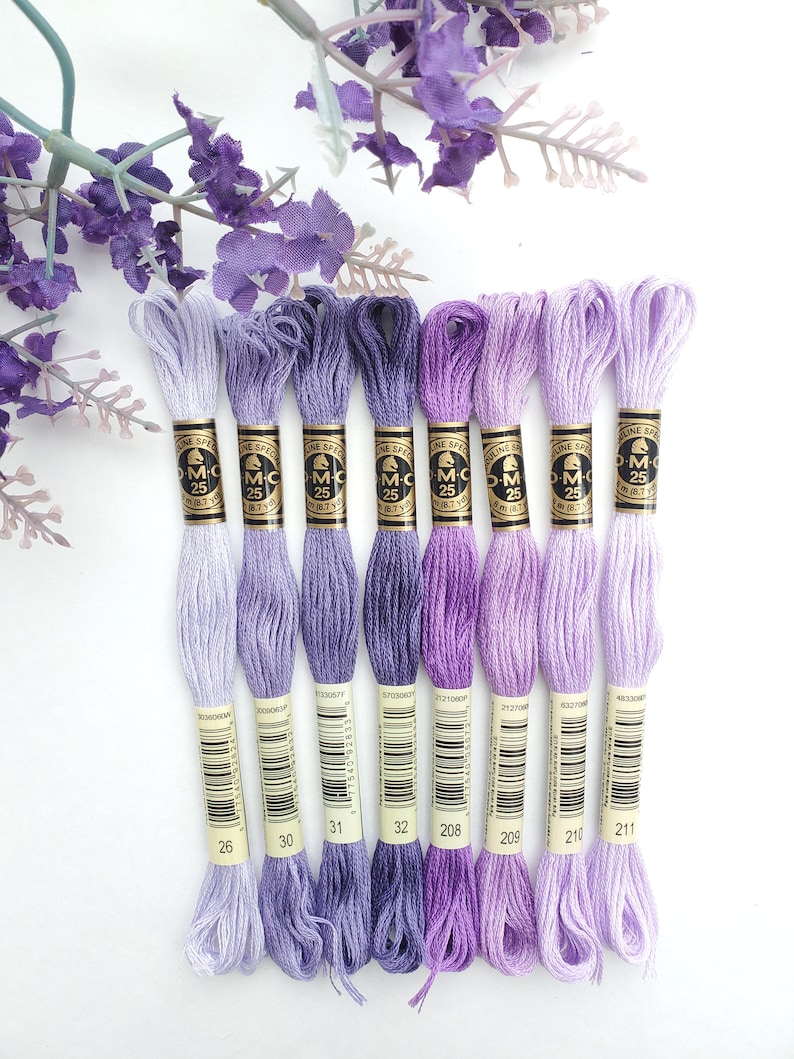 8x Purple DMC Flosses, Dmc Threads, DMC Kit, Dmc Set of Colors, Dmc ...