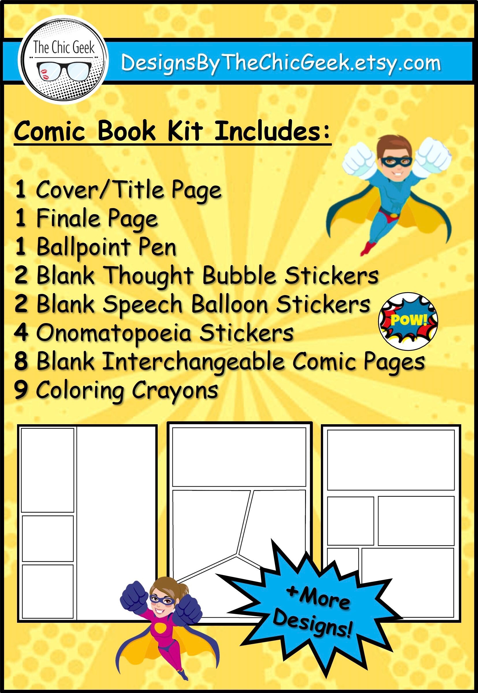 Blank Comic Book Sensory Kit for Kids Superhero Party Favor - Etsy