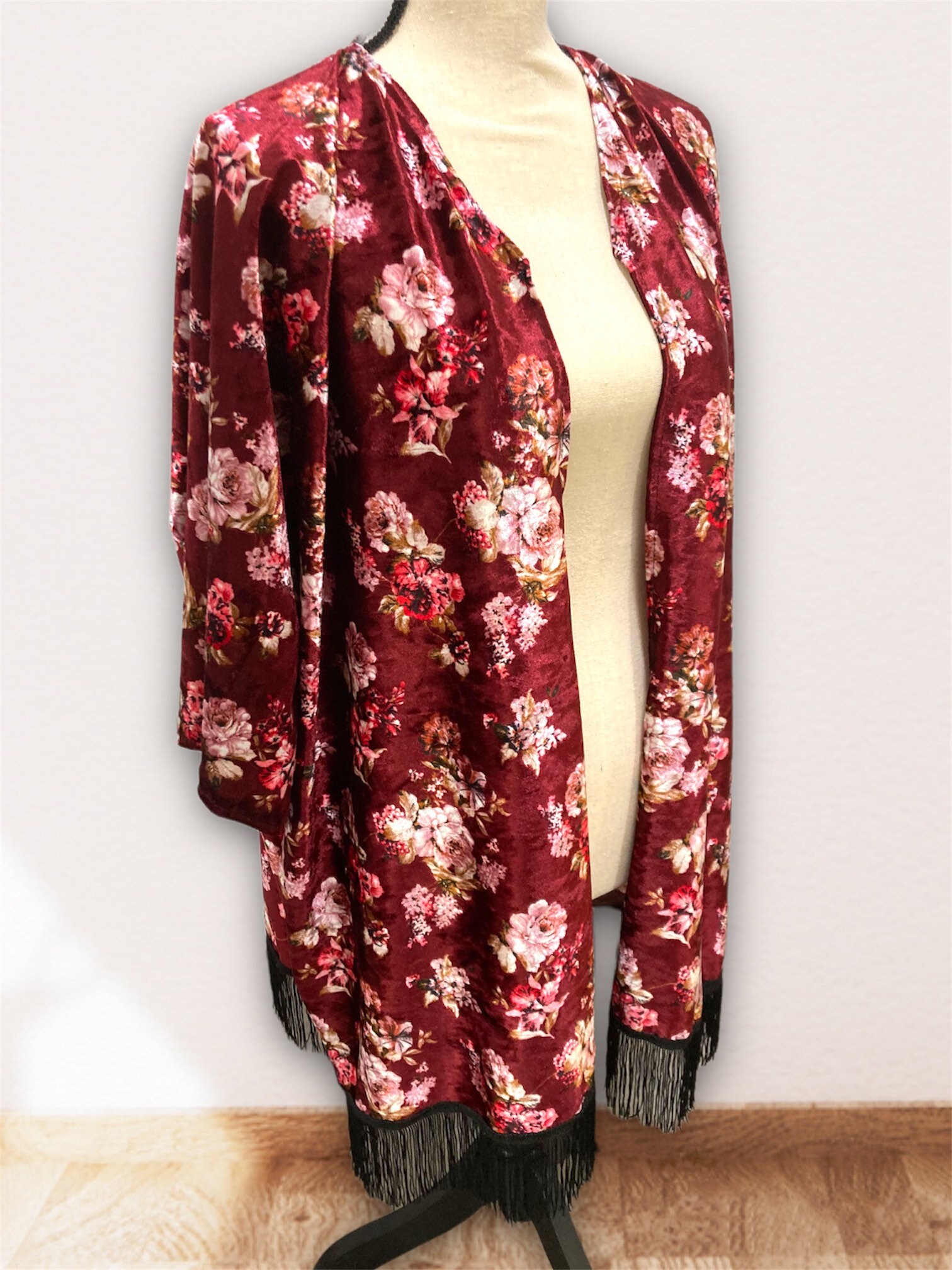 Burnout Velvet Kimono Jacket Bohemian Kimono Cardigan Boho - Etsy