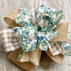 Fall Burlap Pumpkin Bow for Wreath, Vintage Farmhouse Halloween Bow for ...