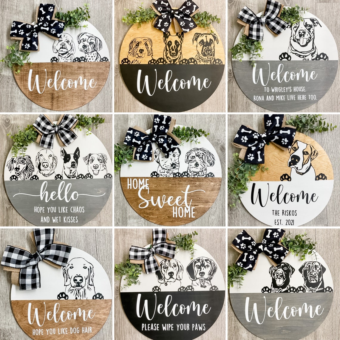 Pet Welcome Sign Pet Door Hanger Dog Portrait Wreath - Etsy