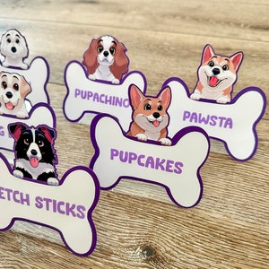Puppy Party Food Labels, Dog Party Place Cards, Dog Food Cards, Dog ...