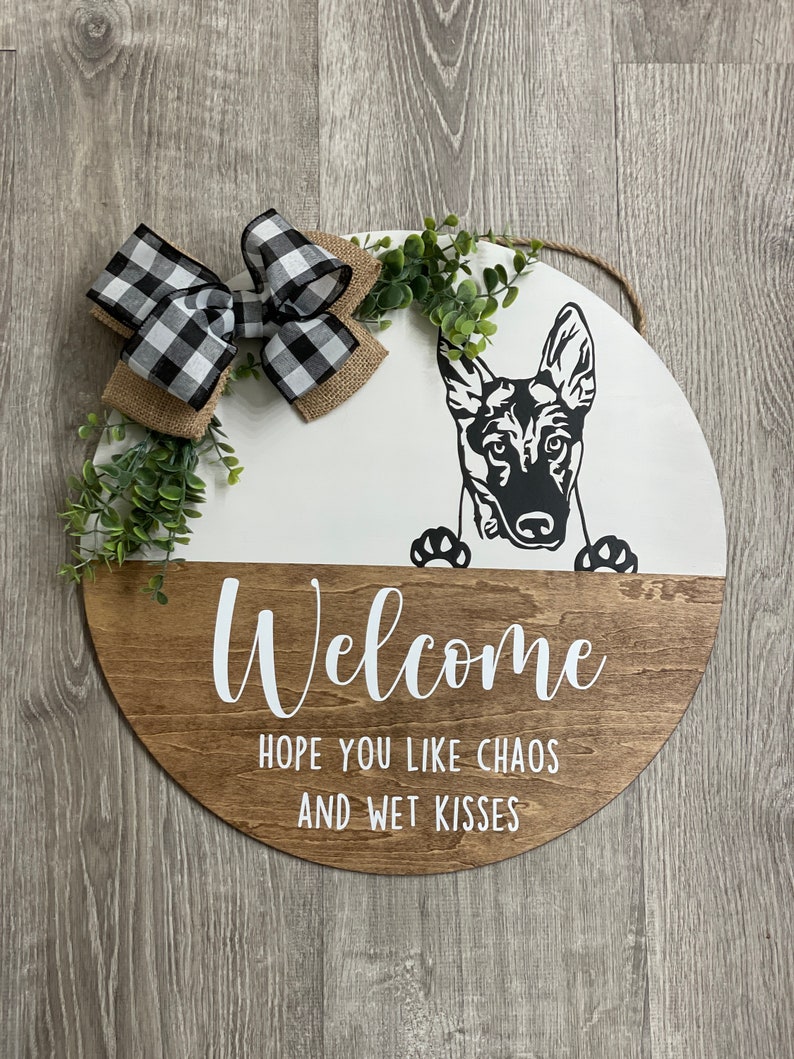 Pet Welcome Sign Pet Door Hanger Dog Portrait Wreath - Etsy