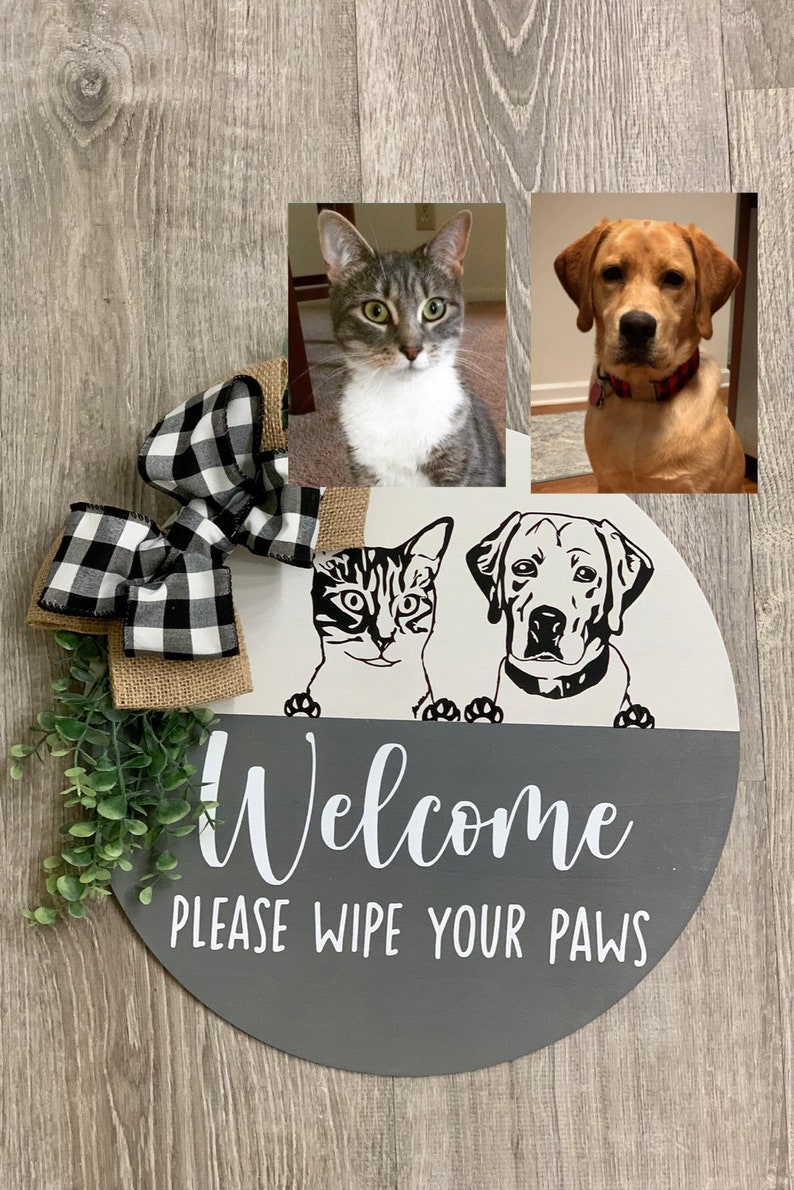 Personalized Pet Welcome Sign, Interchangeable Bow Door Hanger - Etsy