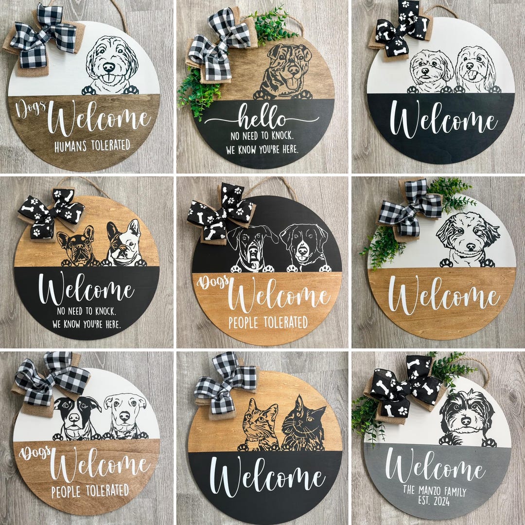 Pet Welcome Sign/ Dog Welcome Sign/ Pet Portrait Door Sign ...