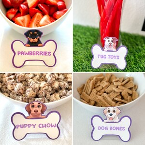 Puppy Party Food Labels, Dog Party Place Cards, Dog Food Cards, Dog ...