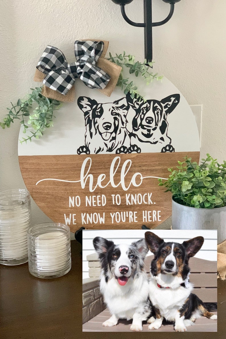 Personalized Pet Portrait Welcome Sign Dog Portrait Door - Etsy
