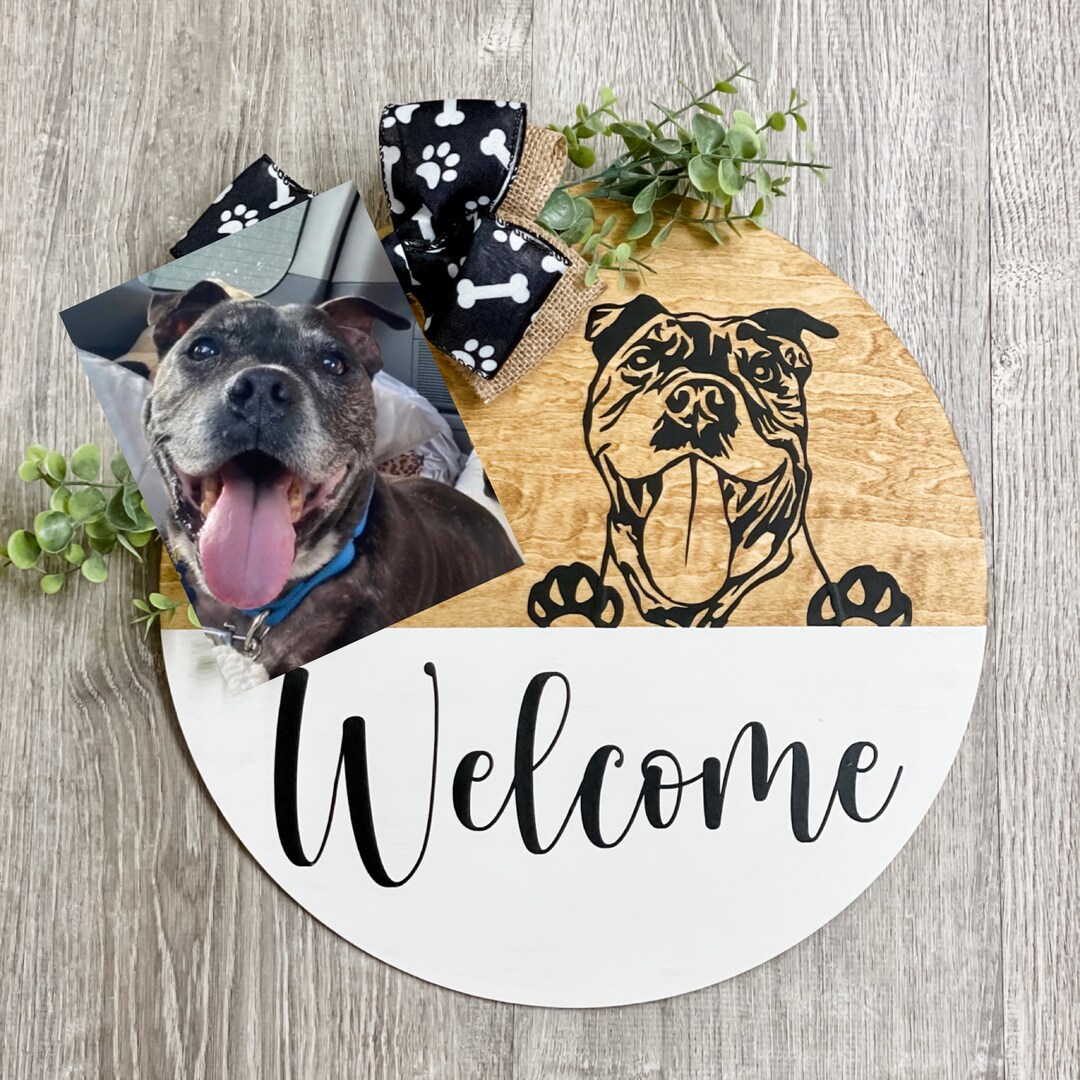Pet Welcome Sign, Pet Welcome Door Hanger, Pet Portrait Wreath, Welcome ...