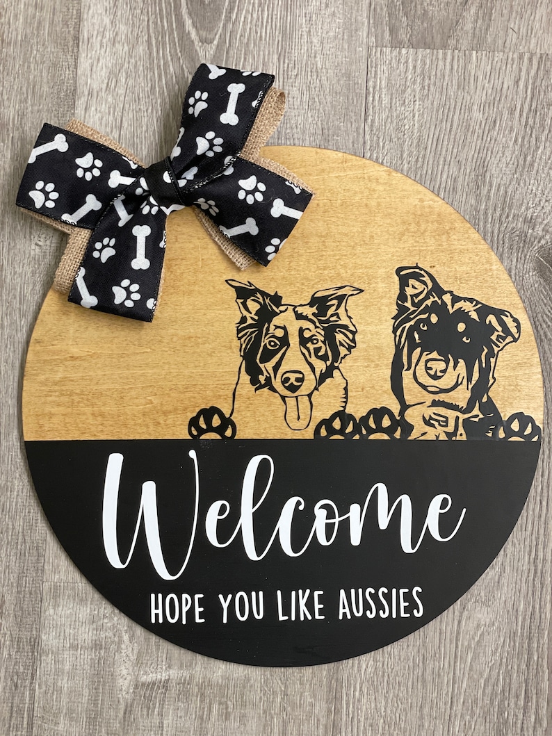 Pet Welcome Sign Pet Door Hanger Dog Portrait Wreath - Etsy