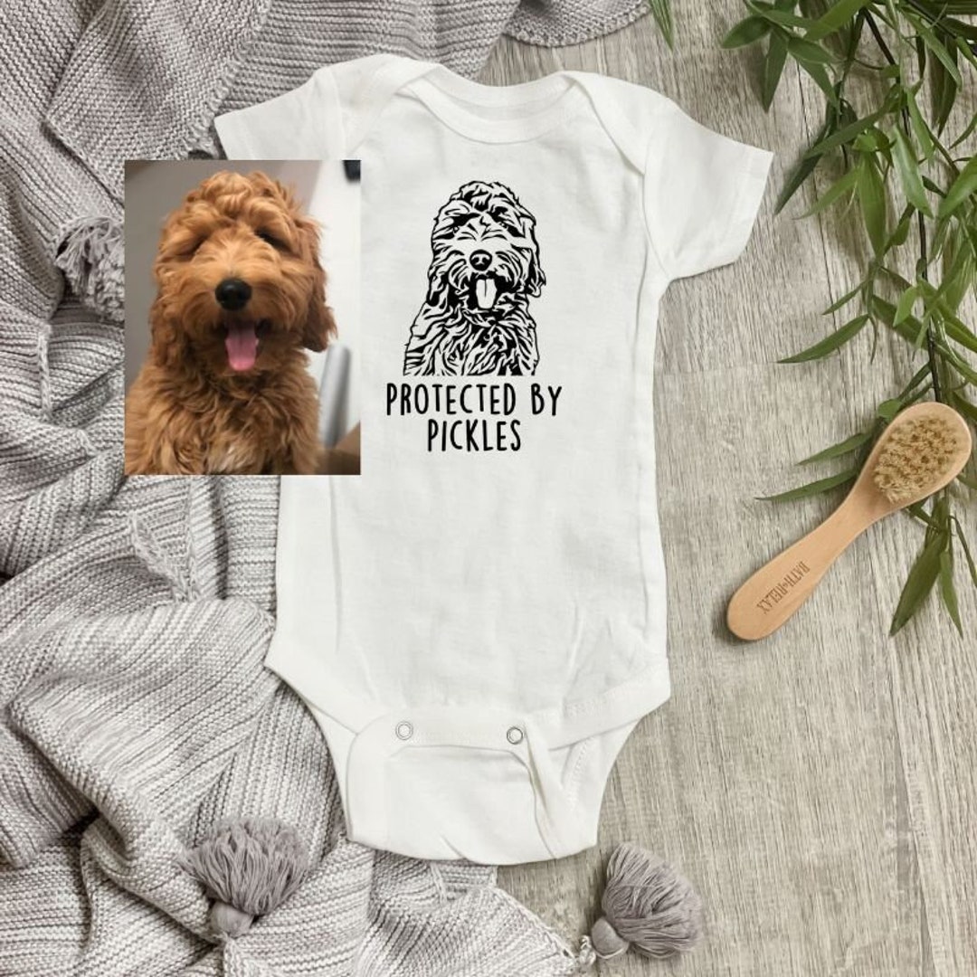 Custom Pet Face Personalized Baby Bodysuit, Hand Drawn Dog Customized ...