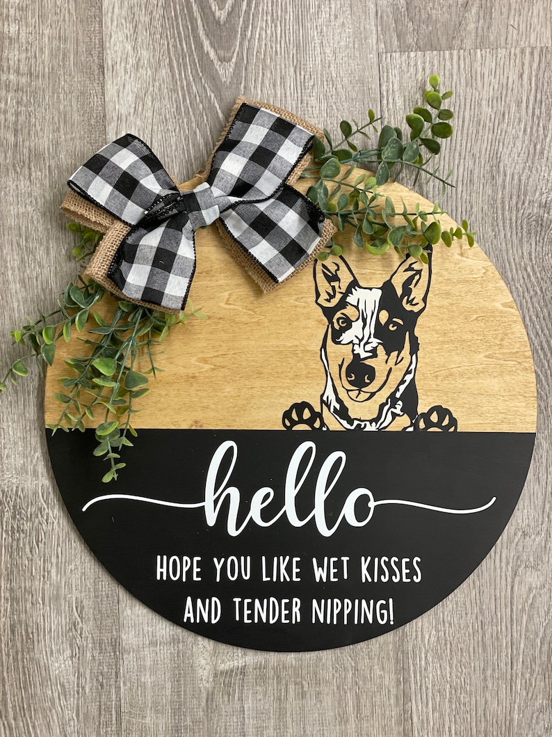 Pet Welcome Sign Pet Door Hanger Dog Portrait Wreath - Etsy