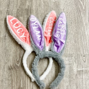Personalized Easter Bunny Ears Headband/ Plush Easter Bunny Ears ...