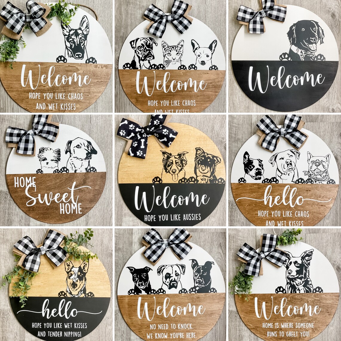 Pet Welcome Sign Pet Door Hanger Dog Portrait Wreath - Etsy