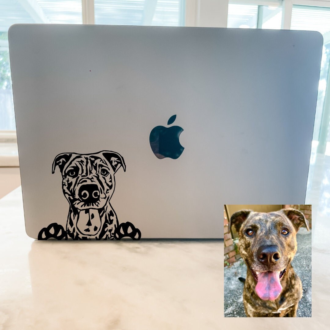 Custom Dog Decal, Pet Decal, Pet Outline Drawing, Laptop Dog Sticker ...