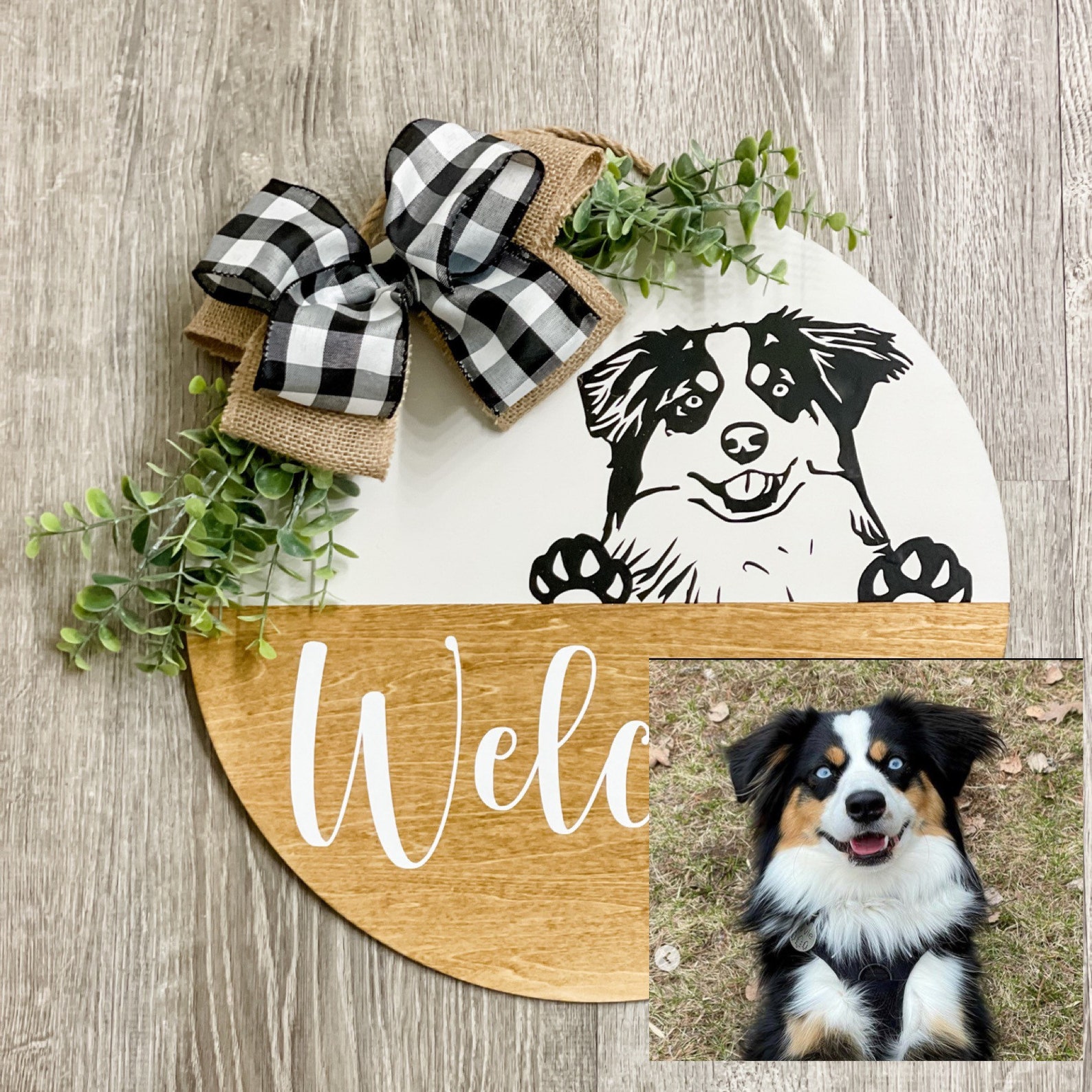 Pet Welcome Sign/ Pet Door Sign/ Dog Door Sign/pet Portrait Wreath/ Dog ...