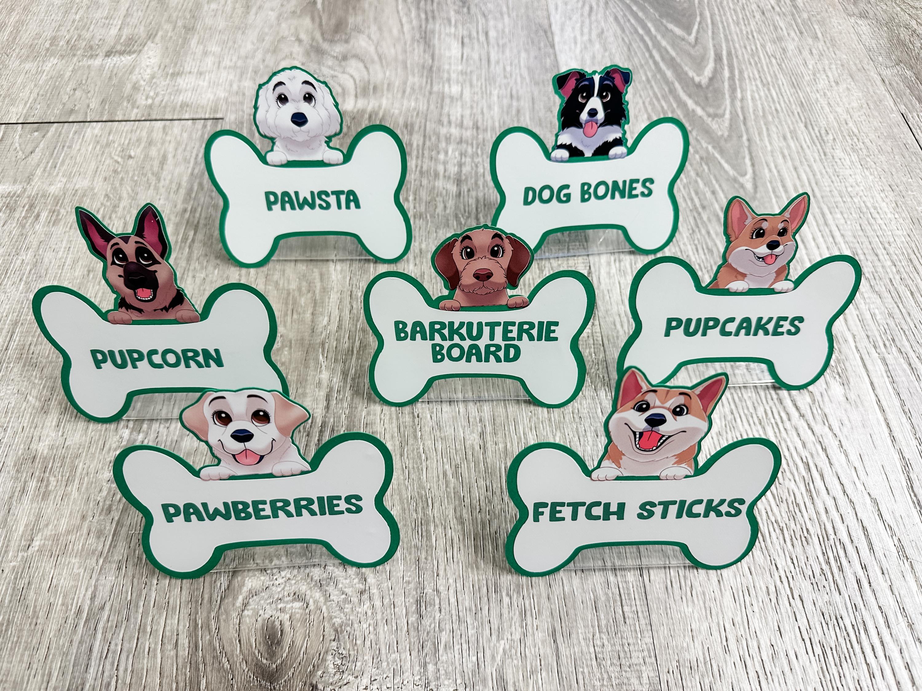 Puppy Party Food Labels, Dog Party Place Cards, Dog Food Cards, Dog ...