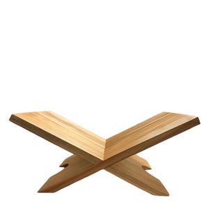 Rustic Wood Book Stand – Handmade Display Rack for Open Books ...