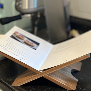 Rustic Wood Book Stand – Handmade Display Rack for Open Books ...