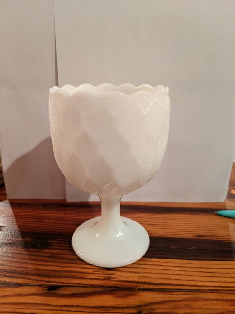 Vintage Milk Glass Textured Quilted Diamond Pattern With - Etsy UK