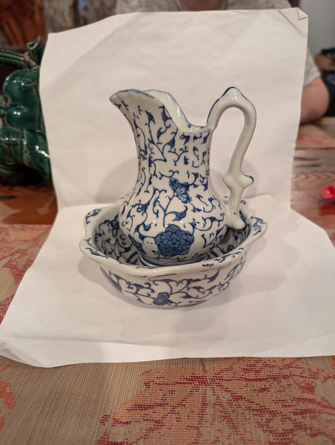 China Made Flow Blue Small Pitcher and Bowl Floral Design - Etsy