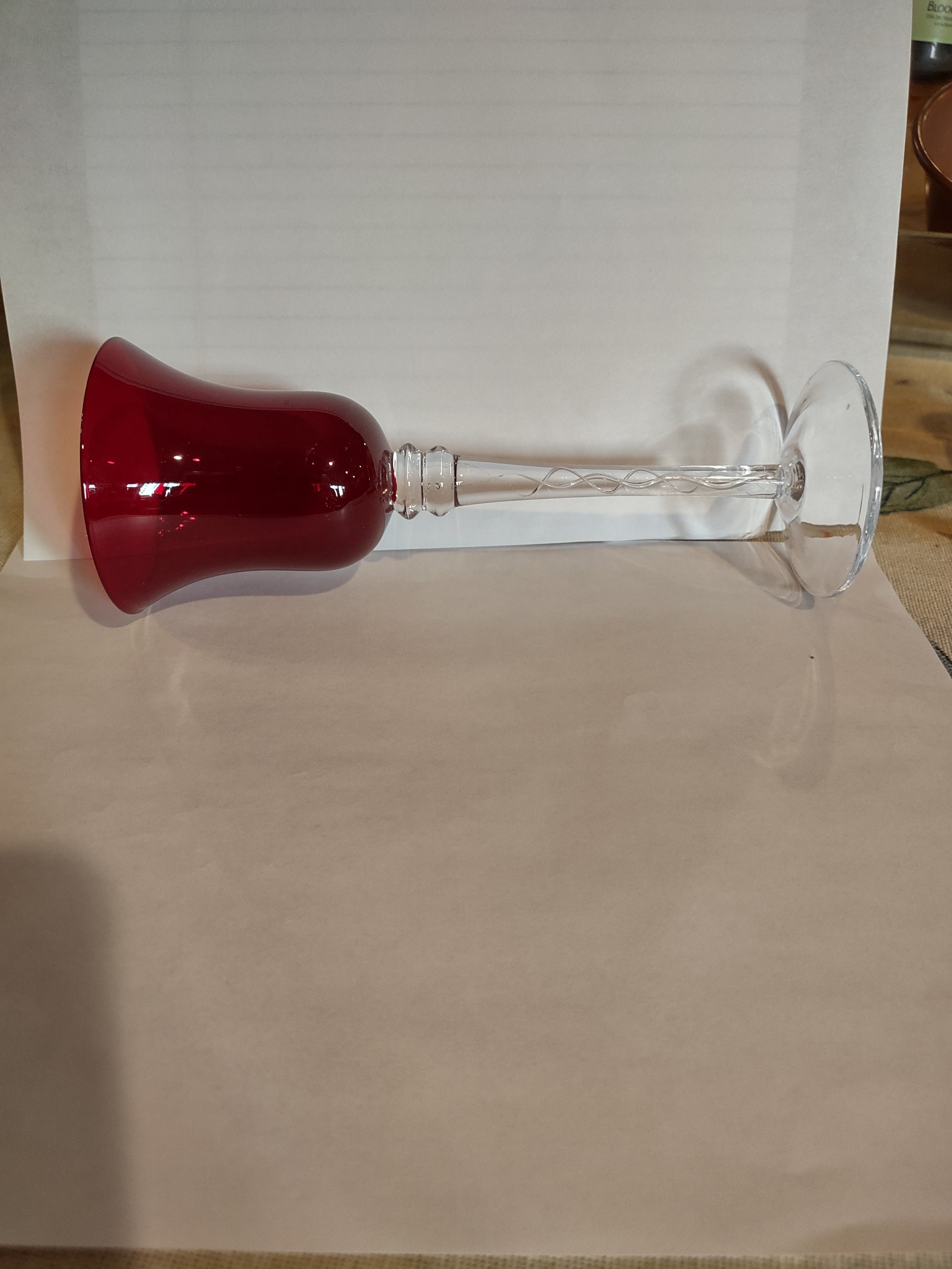 Ruby Red Long Stem Wine Glass With Unique Twisted Design in Stem - Etsy