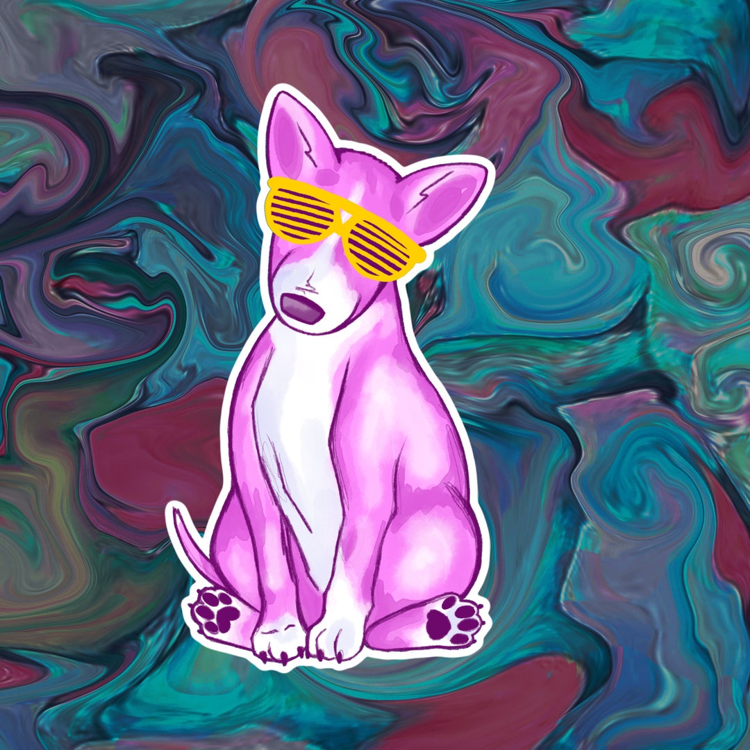 Mojo Dojo Mushu MATTE 3 Vinyl Sticker Pink Rave Bull Terrier, Cute Dog ...