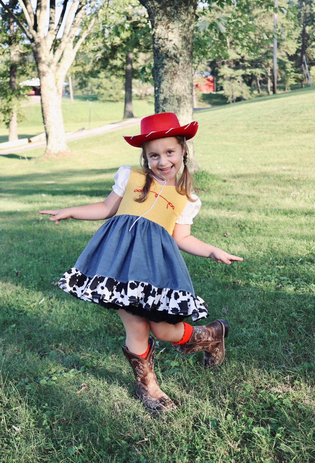 Girls Jessie Costume, Jessie Dress, Toy Story Dress, Cow Girl Dress ...