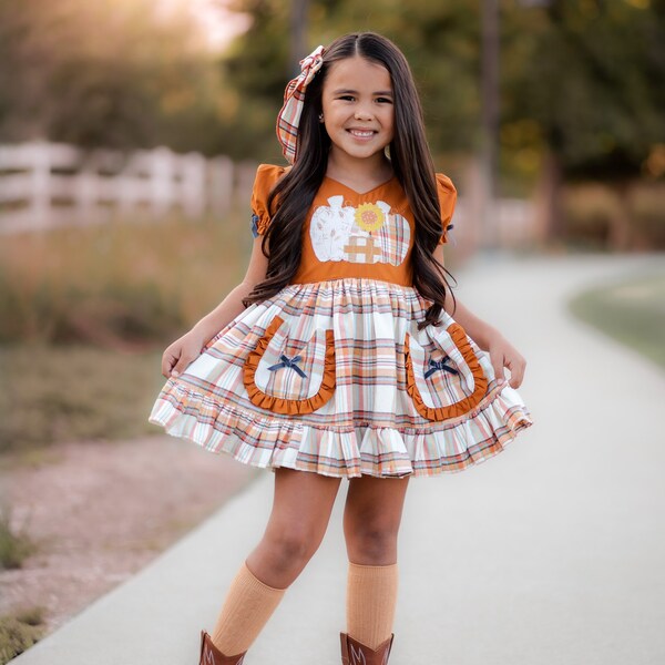 Girls Applique Dress - Etsy