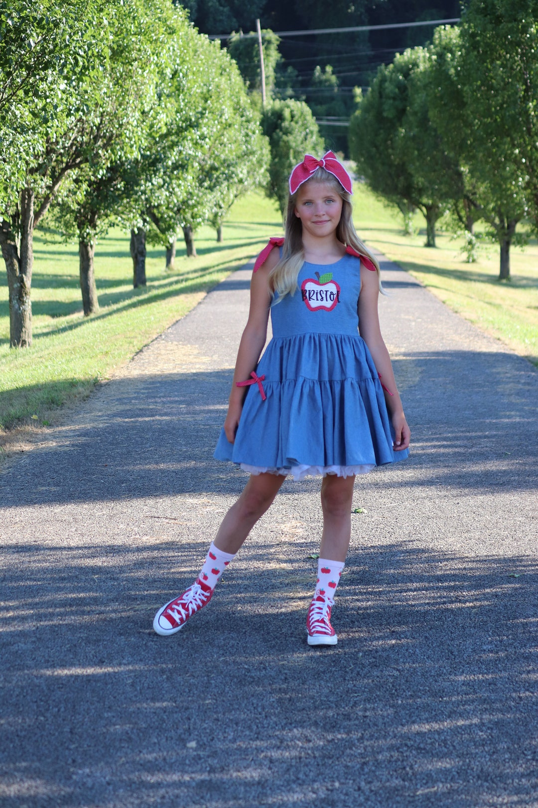 Back to School Dress and Bow, Girls Dress Set, School Applique - Etsy