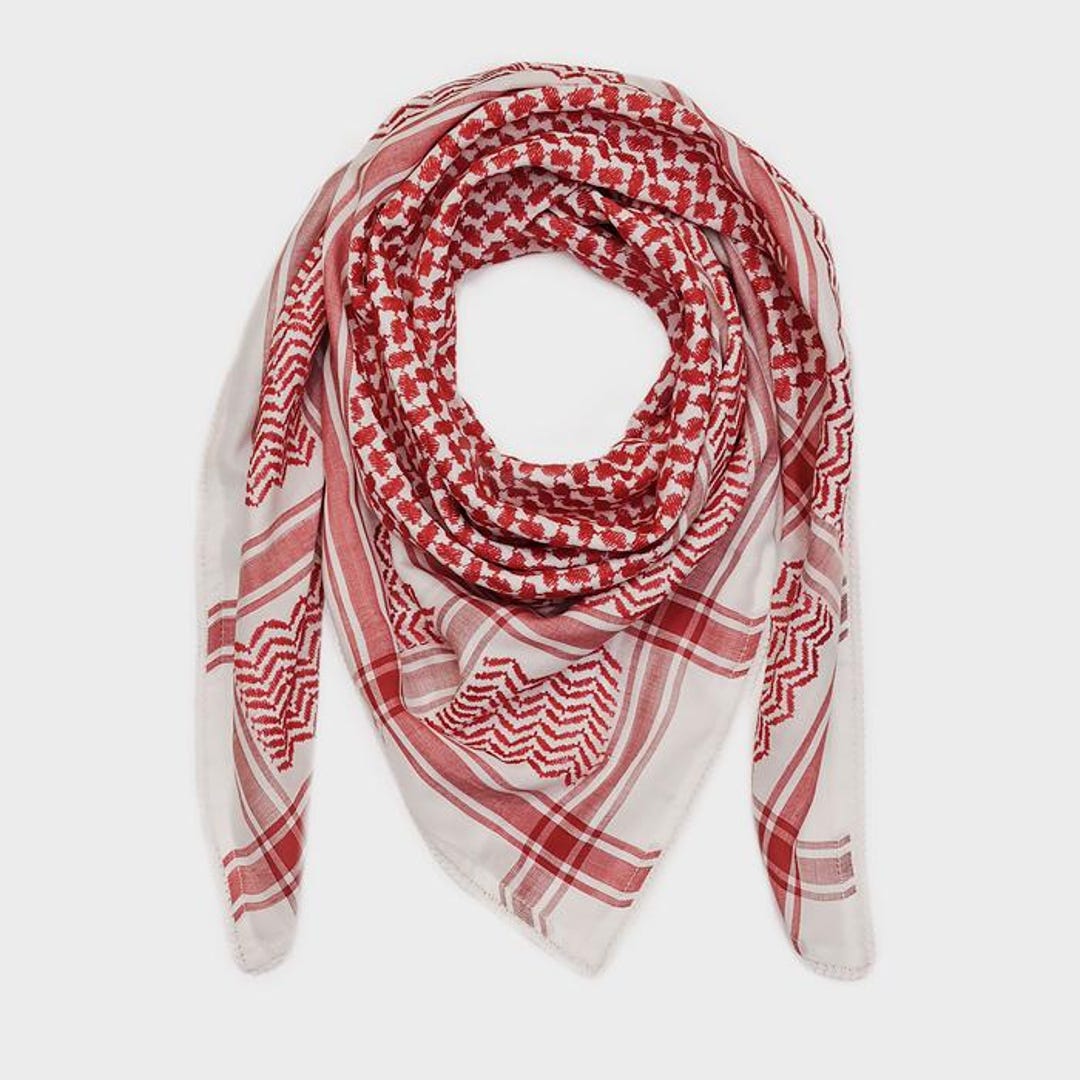 Red Authentic Keffiyeh Scarf Light Tassel Kufiya - Etsy