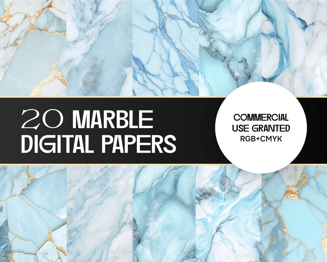 20 Blue Marble Digital Papers Marble Textures Texture for Scrapbooking ...