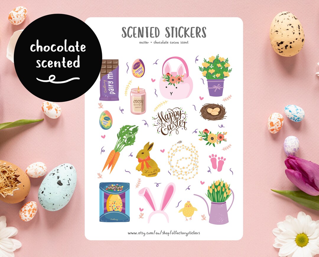 Easter Stickers, Chocolate Scented Stickers, Fragrant Stickers, Easter ...